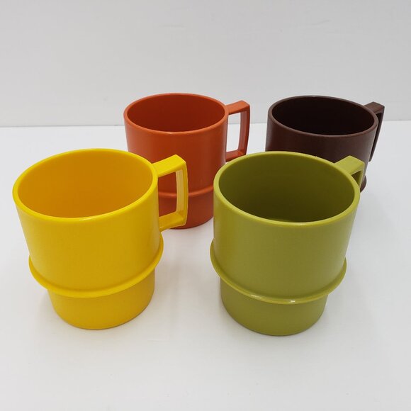 Tupperware | Dining | Tupperware Stackable Coffee Mugs Cups Set Of 4 ...